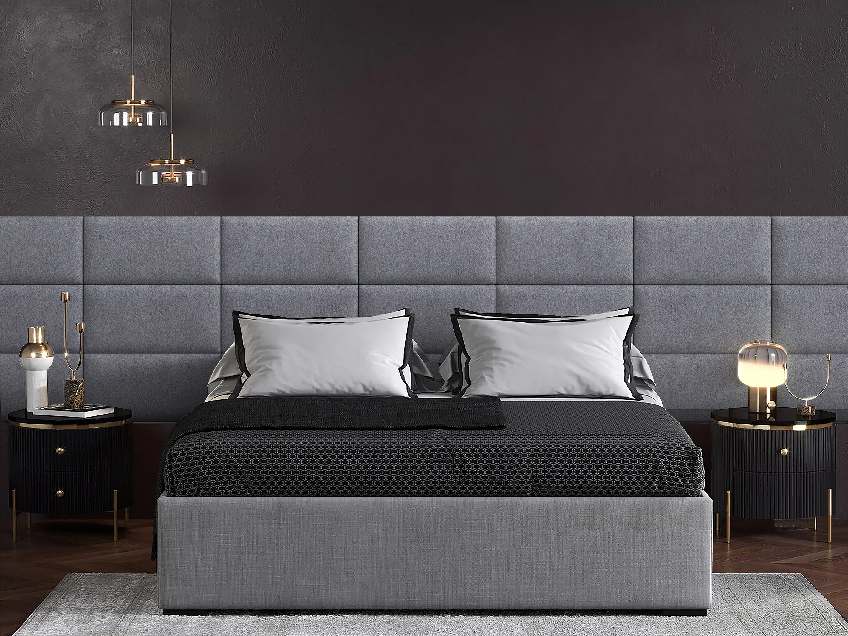 Панель кровати Alcantara Gray 30х60 см 4 шт.