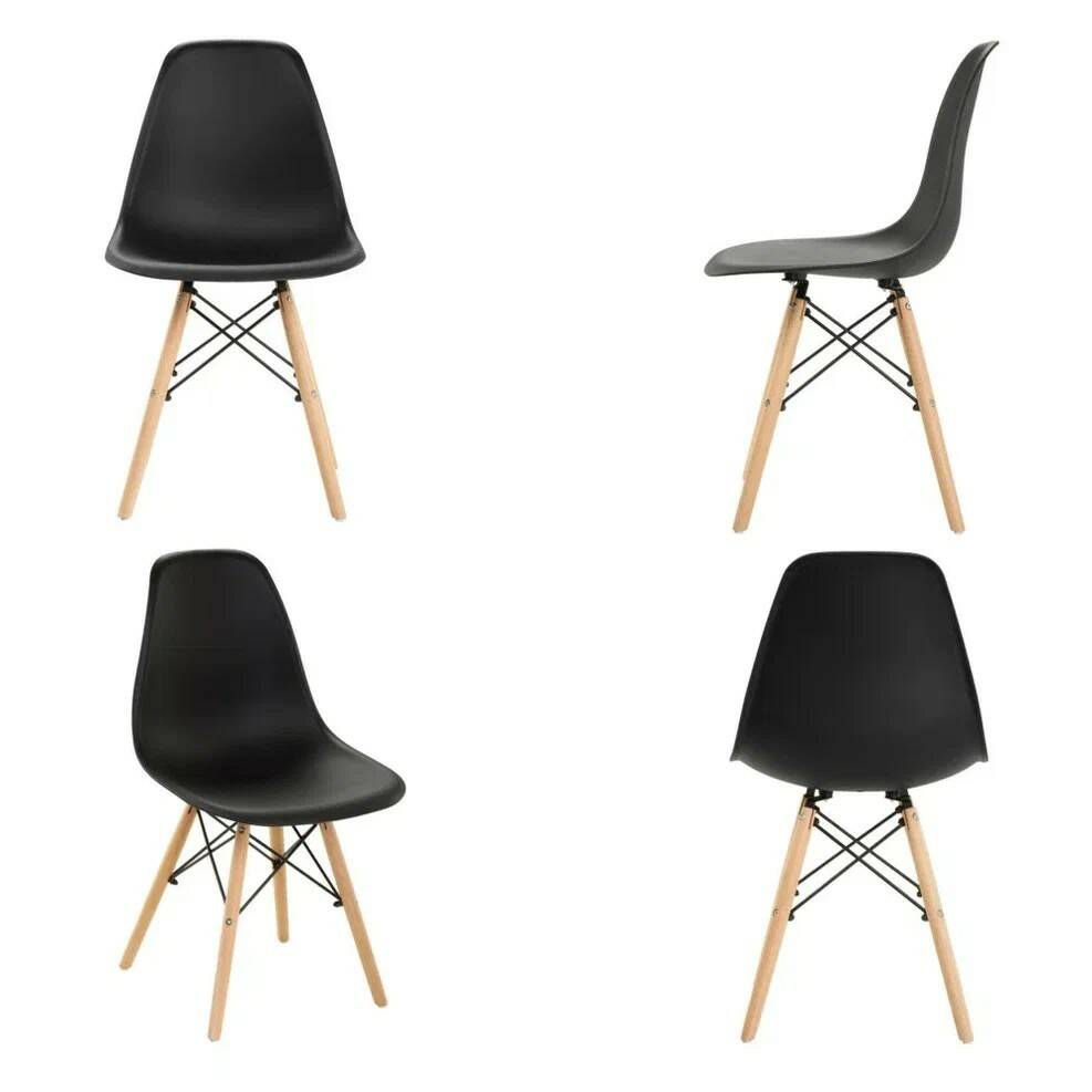 Комплект стульев 4 шт. LEON GROUP для кухни в стиле EAMES DSW, черный