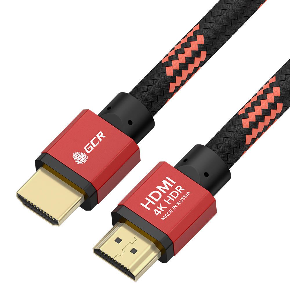 Кабель GCR HDMI - HDMI, 2м черный, красный (GCR-54508)