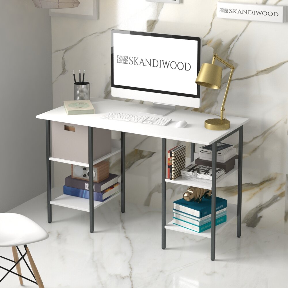 Стол письменный SKANDIWOOD Chicago, в стиле лофт, 120x60x75 см, белый, черный