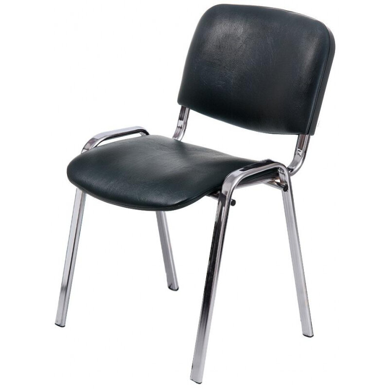 Стул офисный Easy Chair Изо черный (искусственная кожа, металл хромированный), 1397324