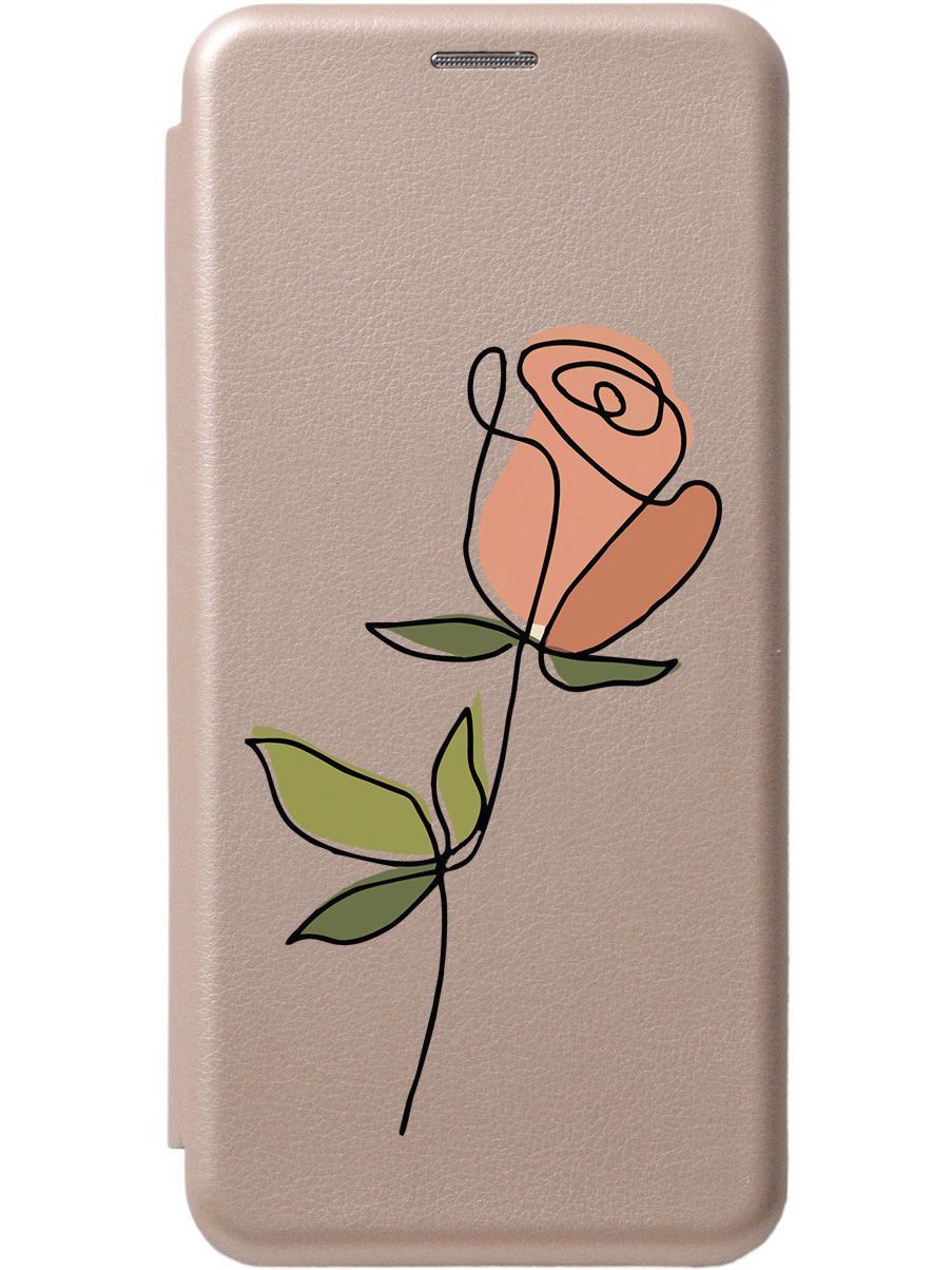 Чехол-книжка на Samsung Galaxy S23 Ultra "Rose" золотой