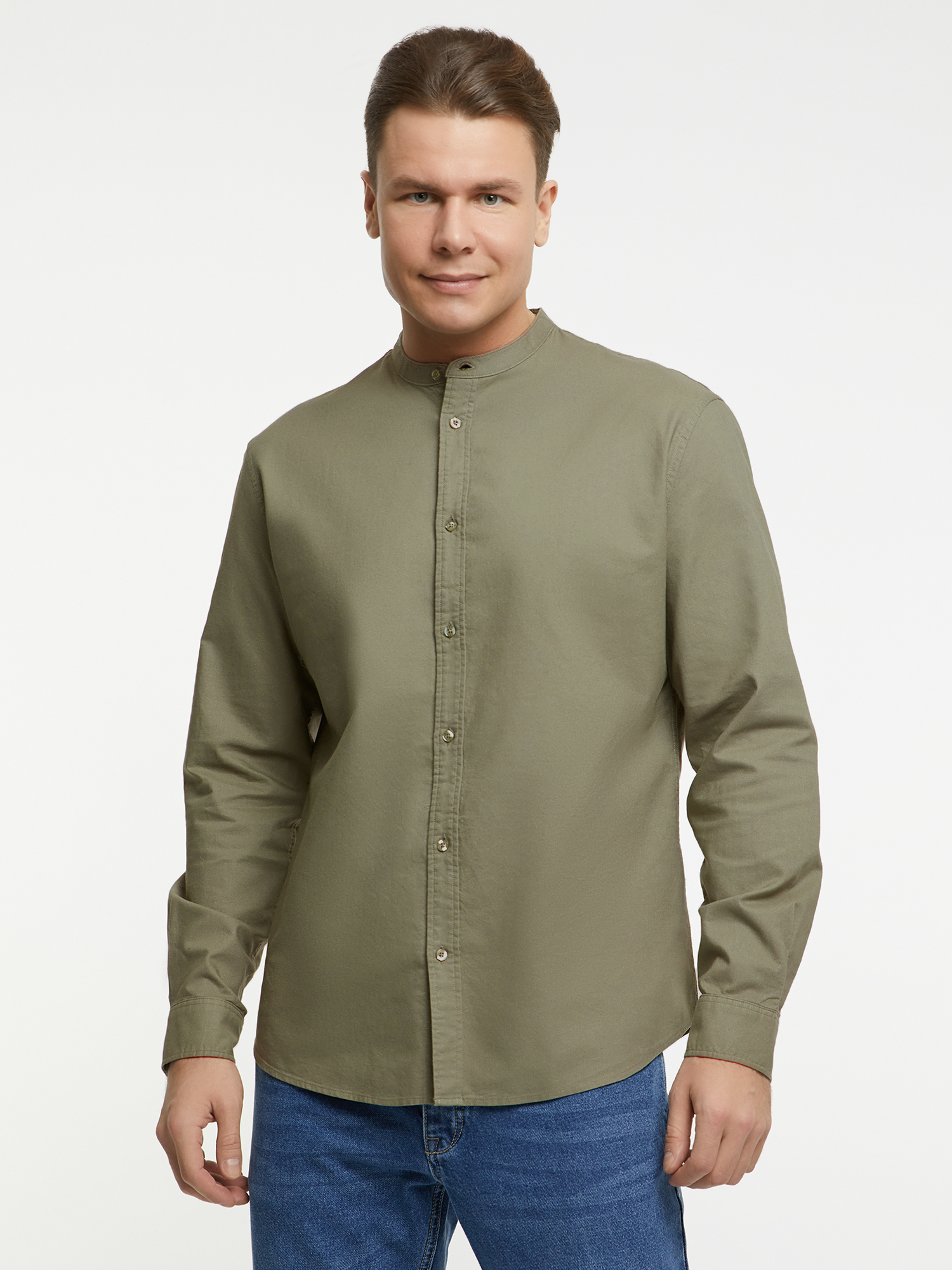 Рубашка мужская 3L330008M oodji зеленая XL