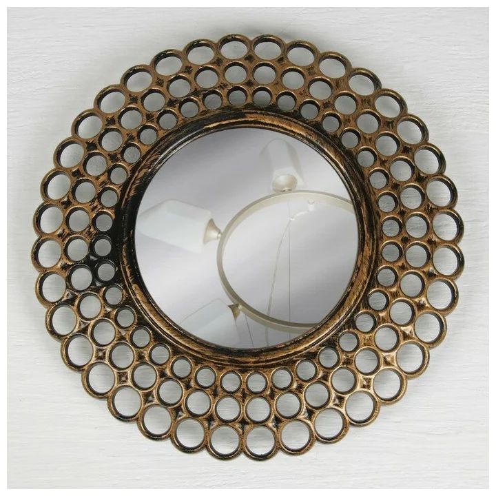 Зеркало настенное «Винтаж», d зеркальной поверхности 13 см, цвет «состаренное золото»
