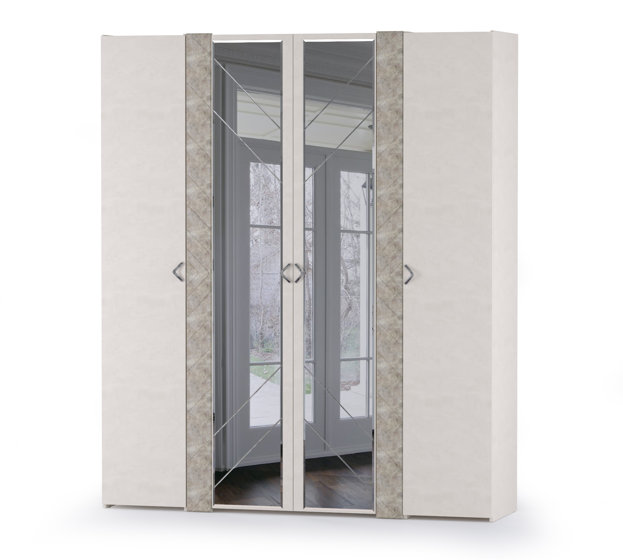 Набор шкафов Mobi Амели НШ-3 шёлковый камень/бетон чикаго беж, 194,8х51,3х230 см.