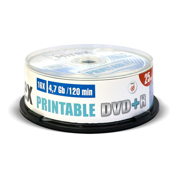DVD+R диск Mirex 4,7Gb 16x Cake Box 25 шт Printable