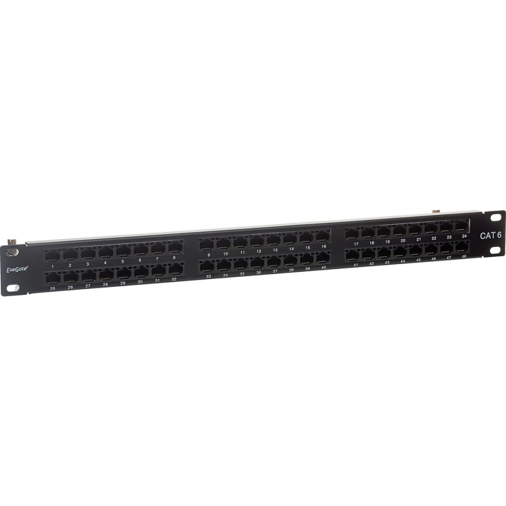 Патч-панель ExeGate EPPHD-19-48-8P8C-C6-110D 19 UTP 48 port cat 6 dual IDC 1U RoHS Black 2