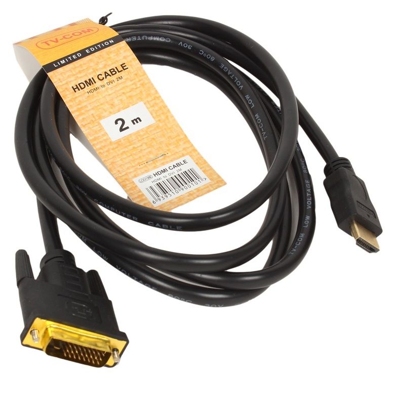 Кабель VCOM HDMI-DVI, M-M 2м Black (LCG135E-2M)