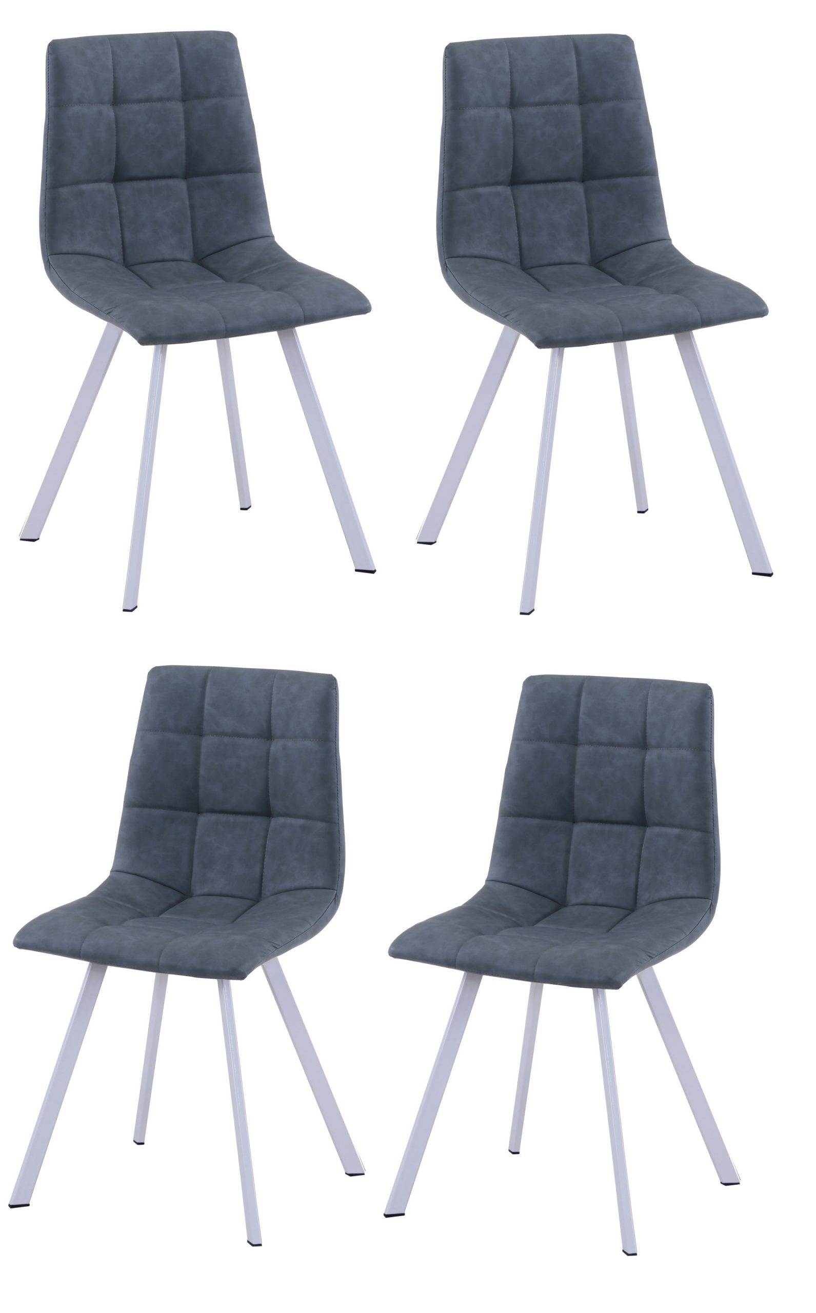 Комплект стульев Терминал MIA экокожа винтажный синий, опоры белые, 4 шт.
