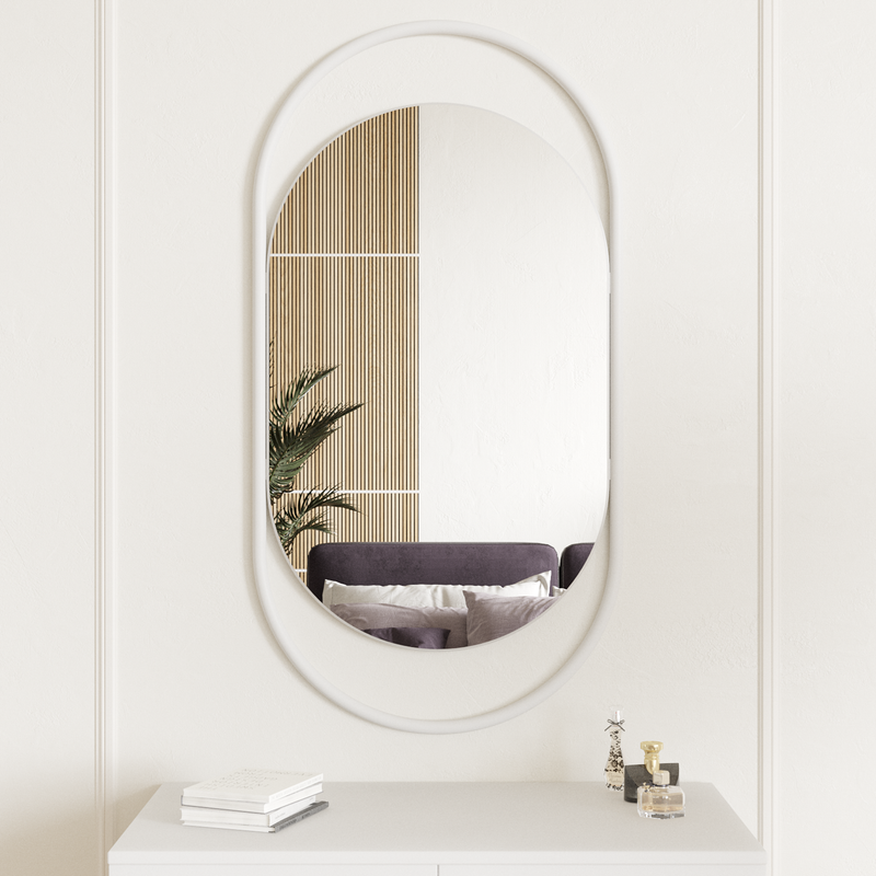 Зеркало настенное EVELIX White S 104x54 см, для ванной, в белой металлической раме