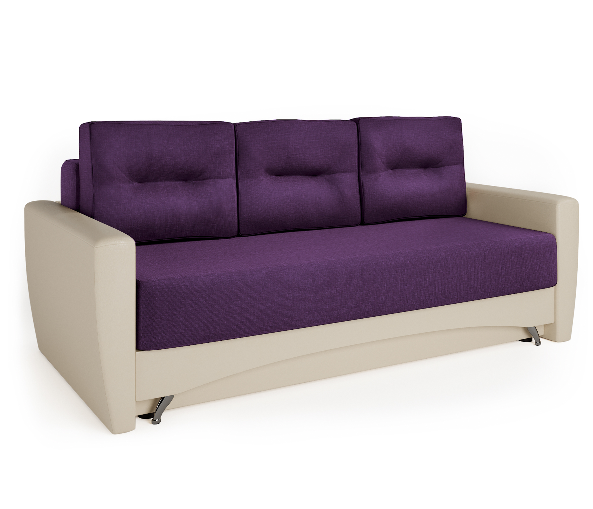 Диван-кровать Шарм-Дизайн Опера 130 экокожа беж и фиолетовая рогожка