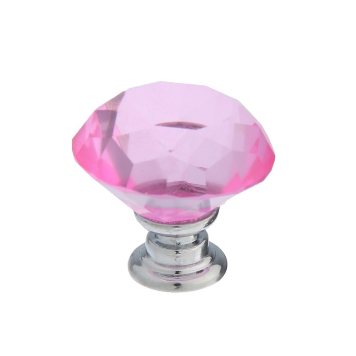 Ручка кнопка CAPPIO, цвет розовый "Алмаз", стеклянная, d=30 мм