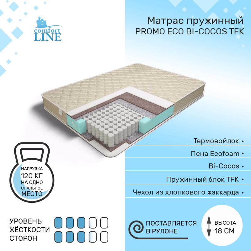 Матрас пружинный Comfort Line Promo Eco Bi-Cocos TFK 80х200, высота 18 см