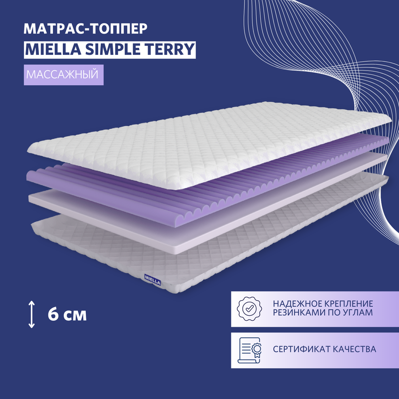 Топпер наматрасник Miella Simple Terry ортопедический, тонкий 140x200 см