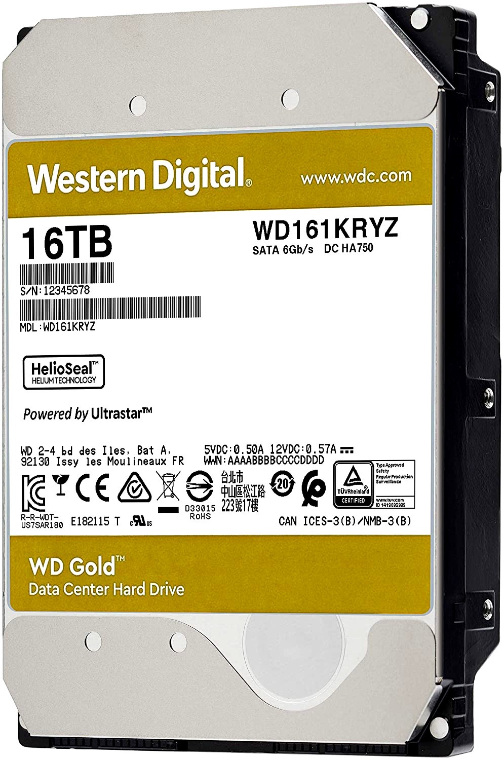 Жесткий диск WD Gold 16ТБ (WD161KRYZ)