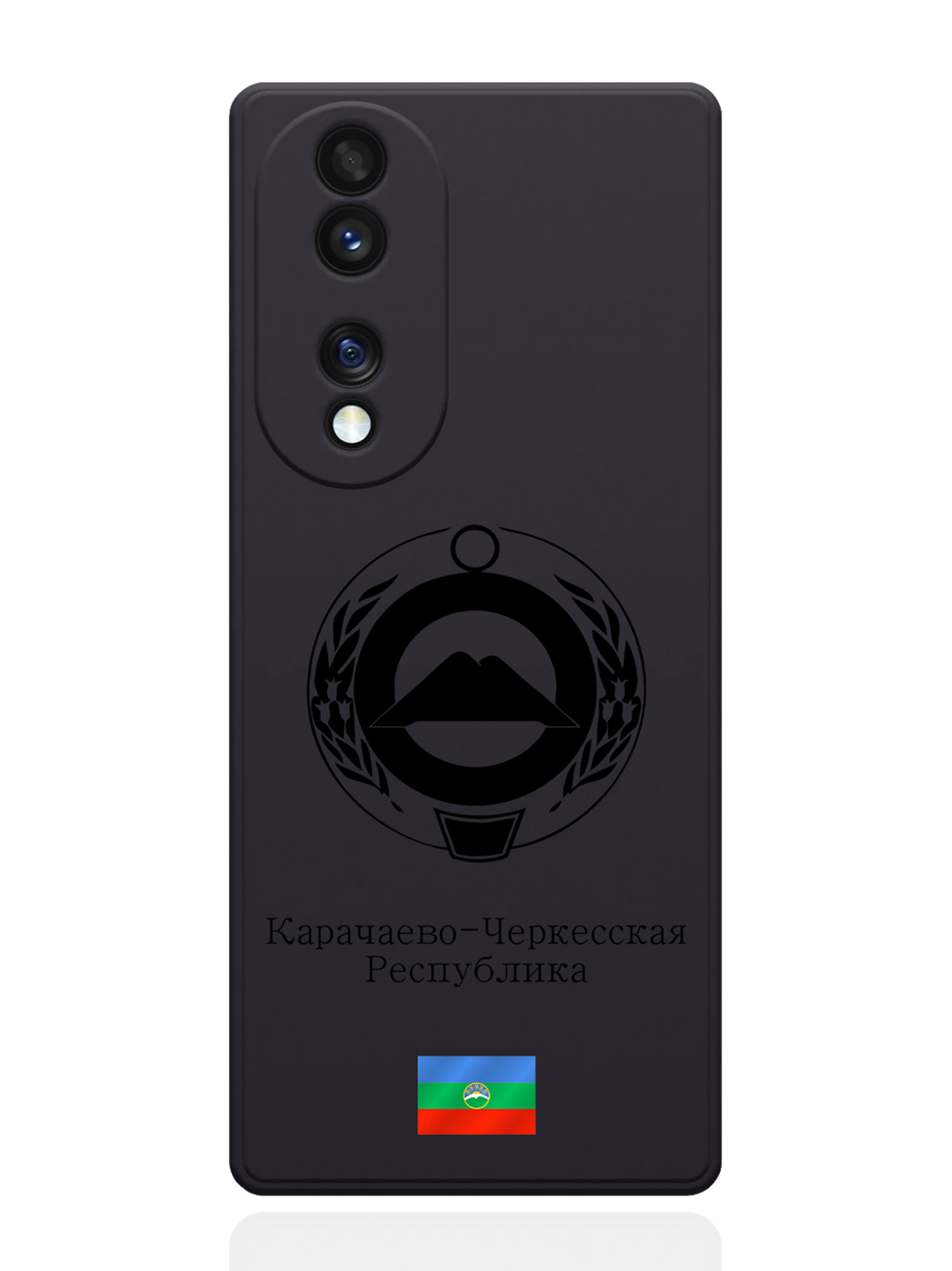 Чехол SignumCase для Honor 70 Черный лаковый Герб Карачаево-Черкесской Республики черный