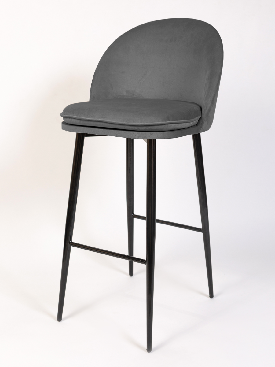 Барный стул Альта, ноги черный металл, темно-серый