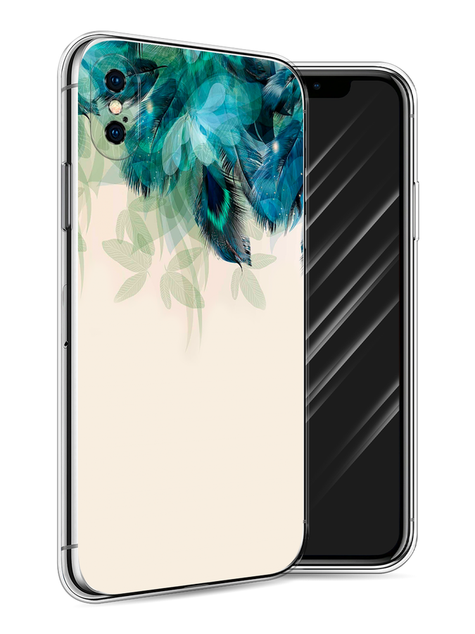 Чехол Awog на Apple iPhone X (10) / Айфон X (10) "Перья голубого цвета"