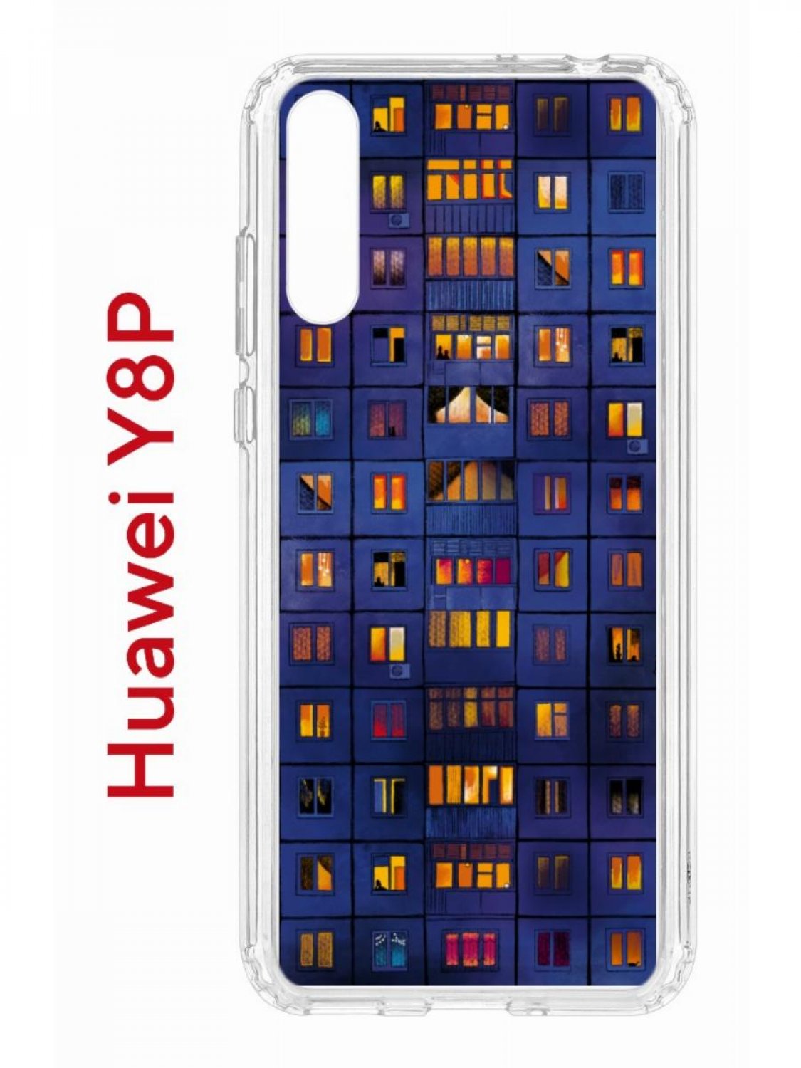 Чехол на Huawei Y8P,P Smart S 2020 Kruche Print Ночные окна, противоударный бампер