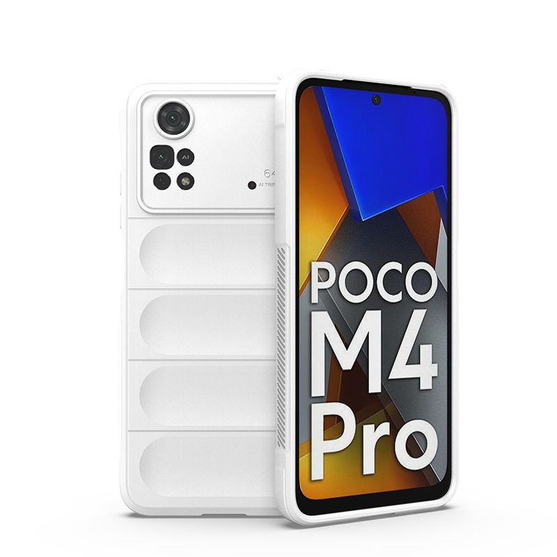 Противоударный чехол Flexible Case для Xiaomi Poco M4 Pro 4G (белый)