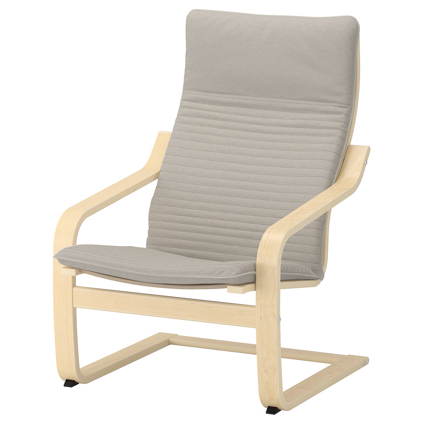Кресло с подушкой IKEA POANG, березовый шпон/светло-бежевый