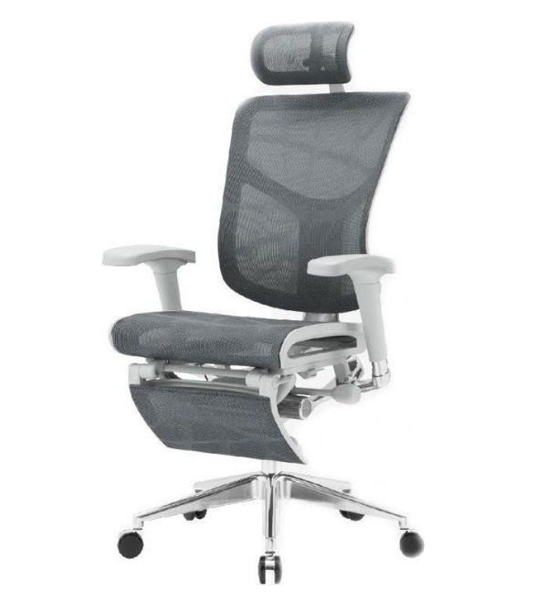 Кресло EXPERT STAR RSTM01-G-GY сетка серая/каркас серый с подножкой