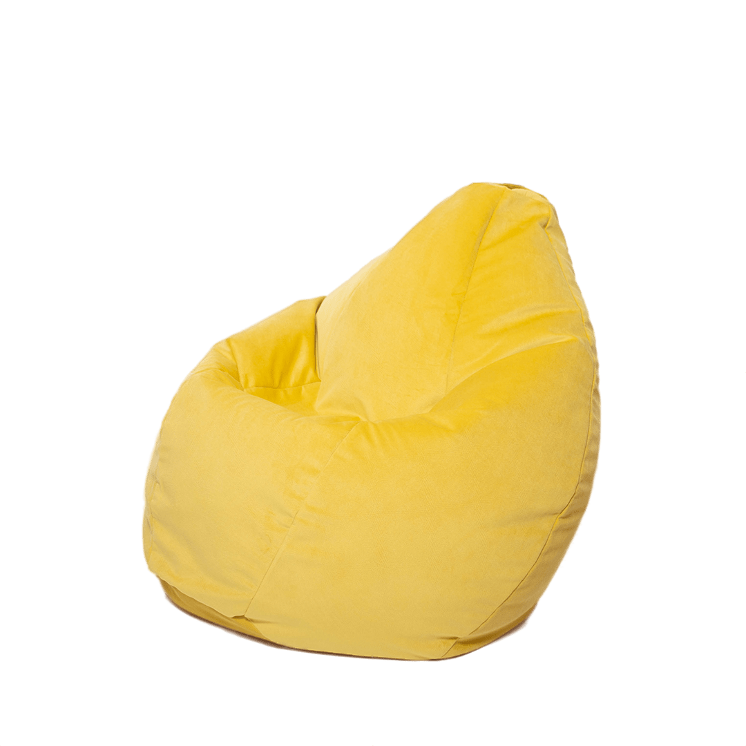 Кресло мешок WowPuff ГРУША средняя велюр 120 см, лимонный
