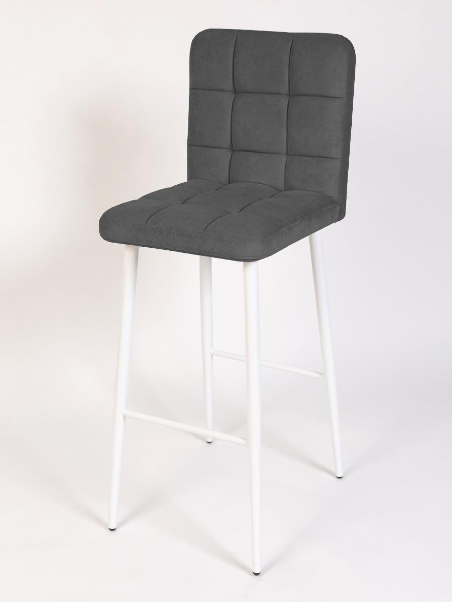 Барный стул Ирис, ноги белый металл, темно-серый
