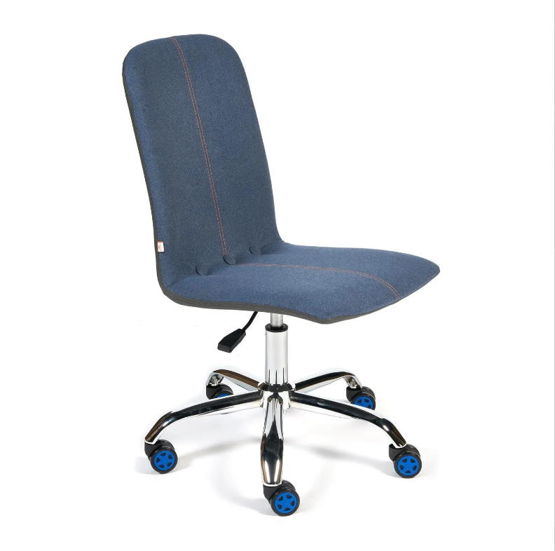Кресло офисное RIO экошерсть/кожзам, синий/металлик