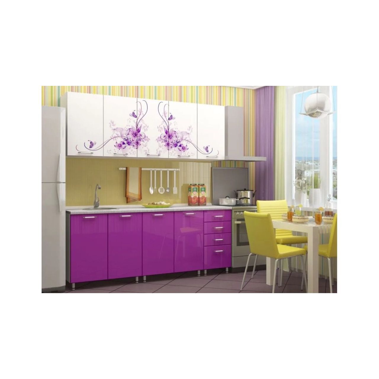 Кухонный гарнитур Вдохновение 2.0 белый / фиолетовый