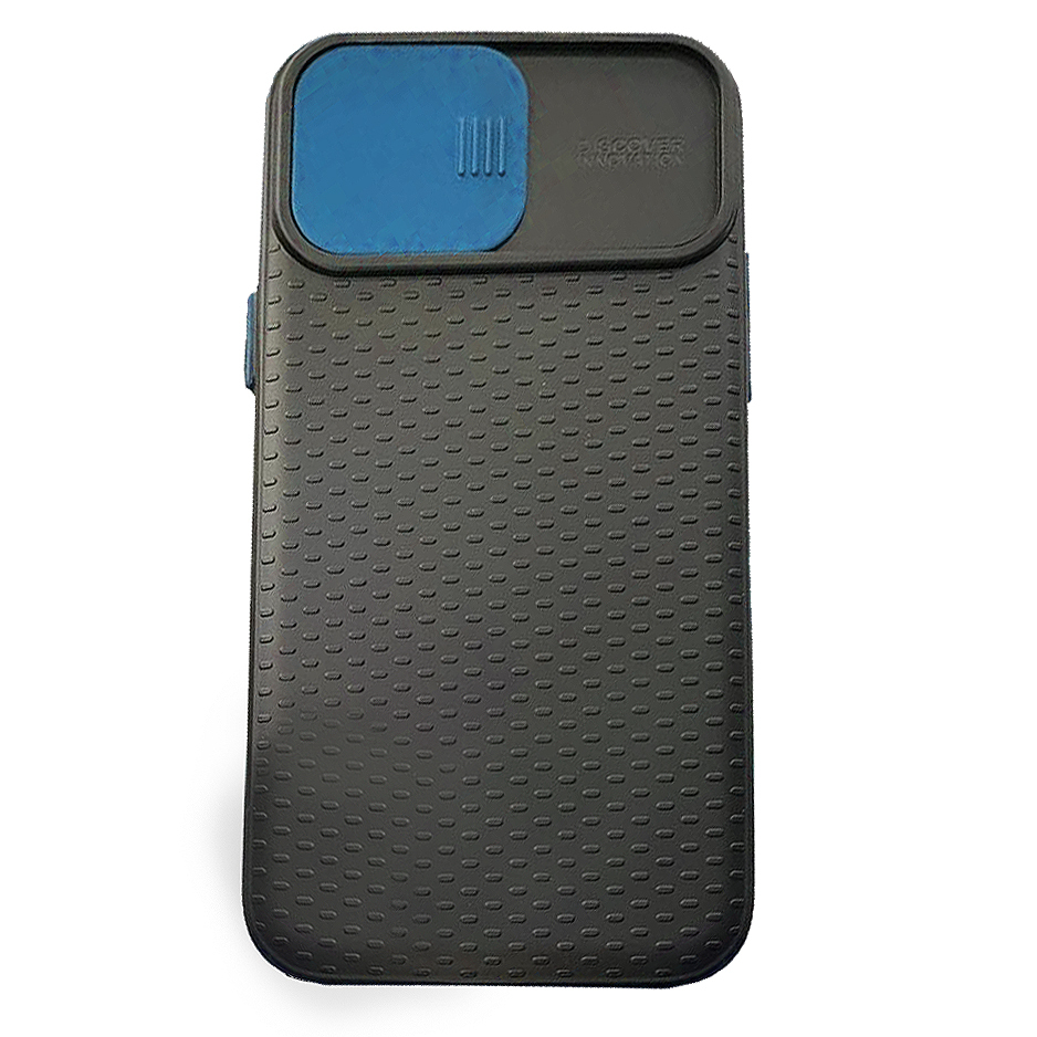 Чехол силиконовый для Samsung Galaxy A71 с защитой для камеры темно-серый с синим