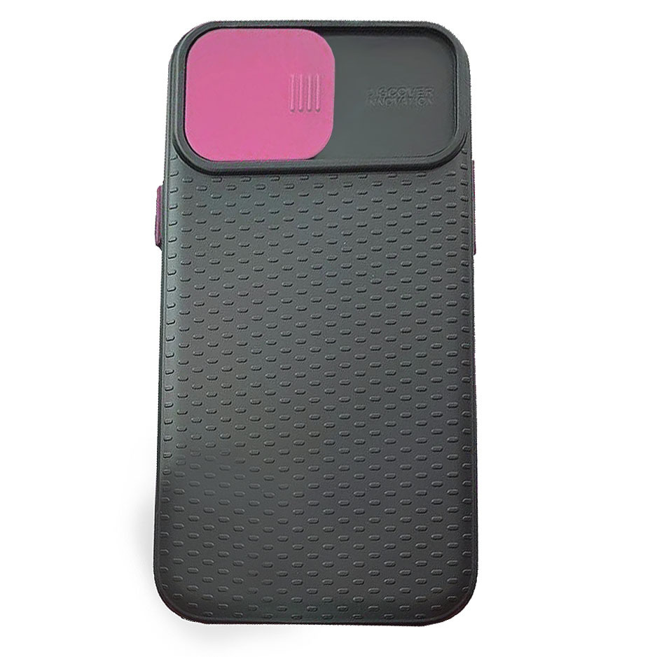 Чехол силиконовый для iPhone 11 Pro Max с защитой для камеры темно-серый с розовым