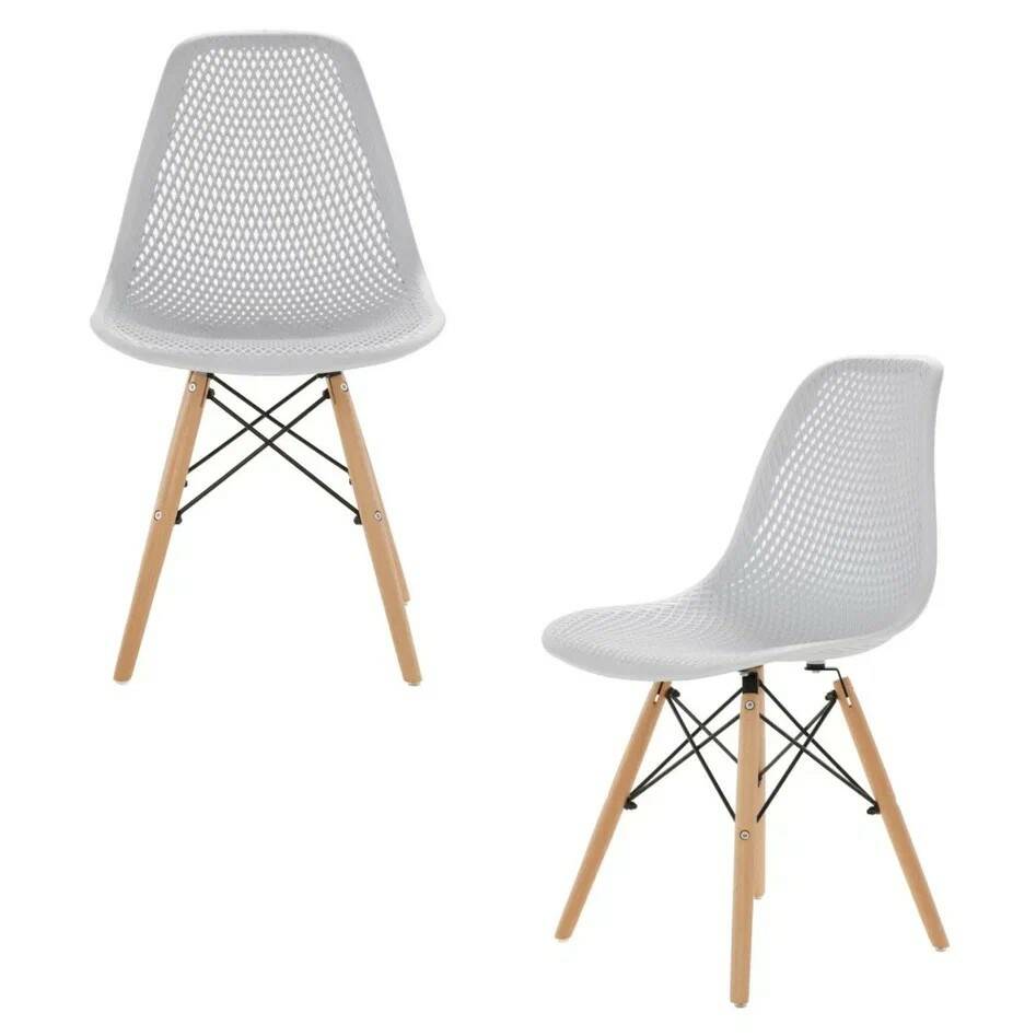 Комплект стульев 2 шт. LEON GROUP для кухни в стиле EAMES DSW ажурные, белый