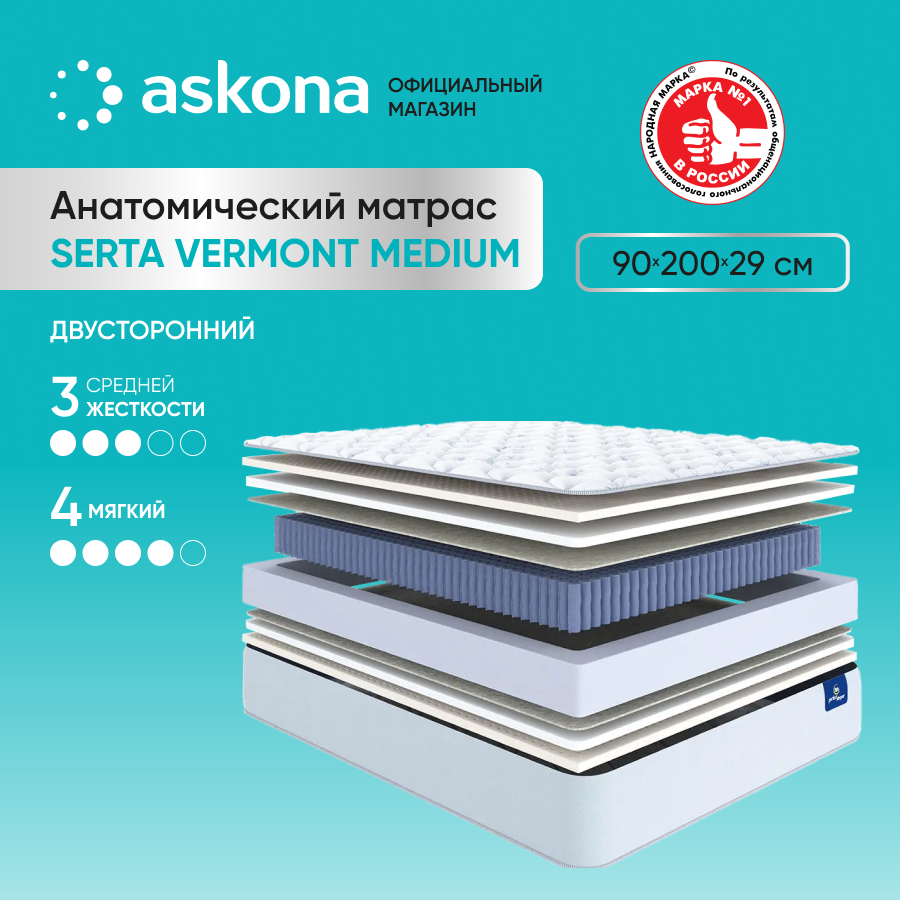 Матрас Askona Serta Vermont Medium 90x200