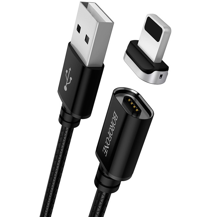 Магнитный кабель USB 2.0 A (m) - Lightning (m) 1.2м Borofone BU1 MagJet - Черный