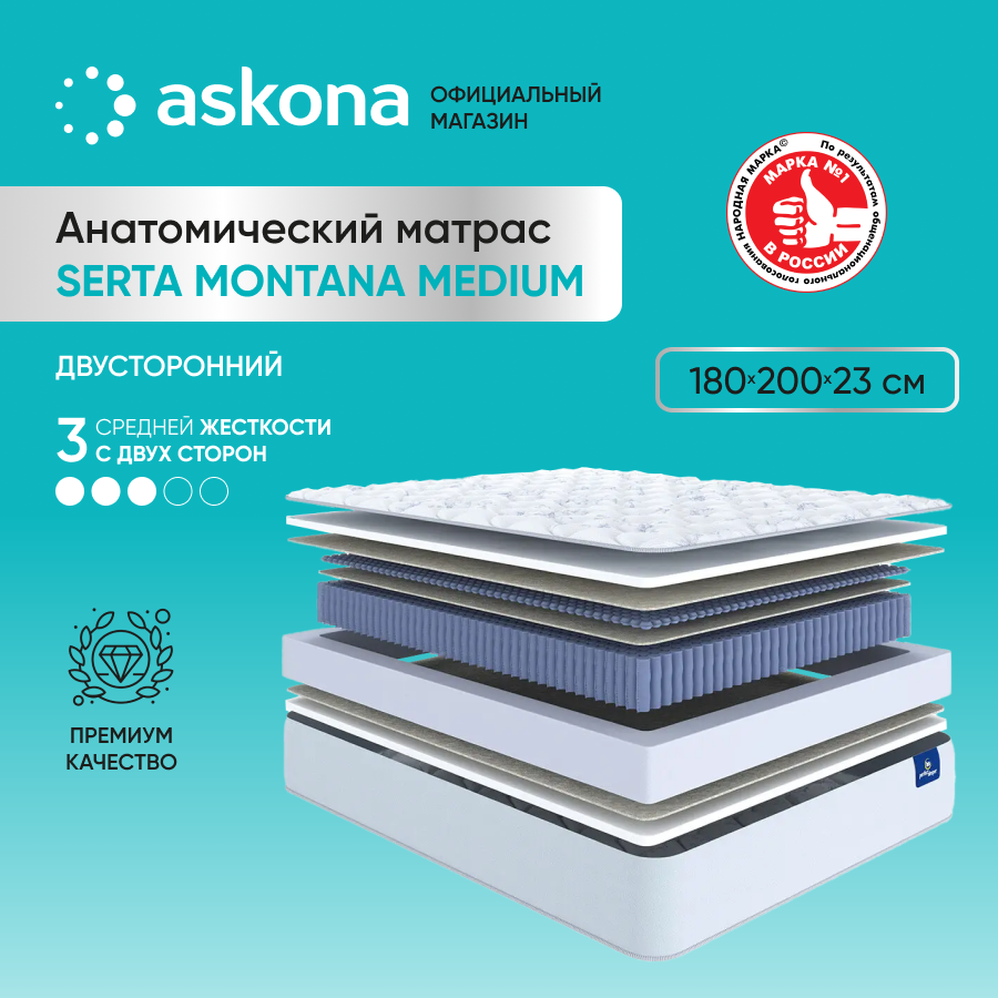 Матрас Askona Serta Montana Medium 180x200