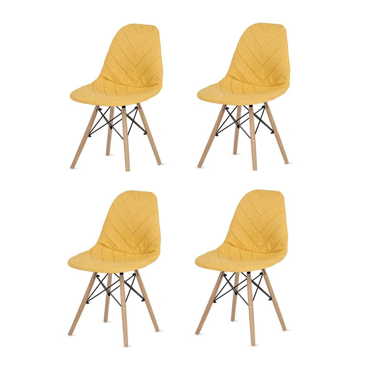 Стулья LuxAlto в стиле Eames, 4 шт с чехлом рогожка, желтый, 13805