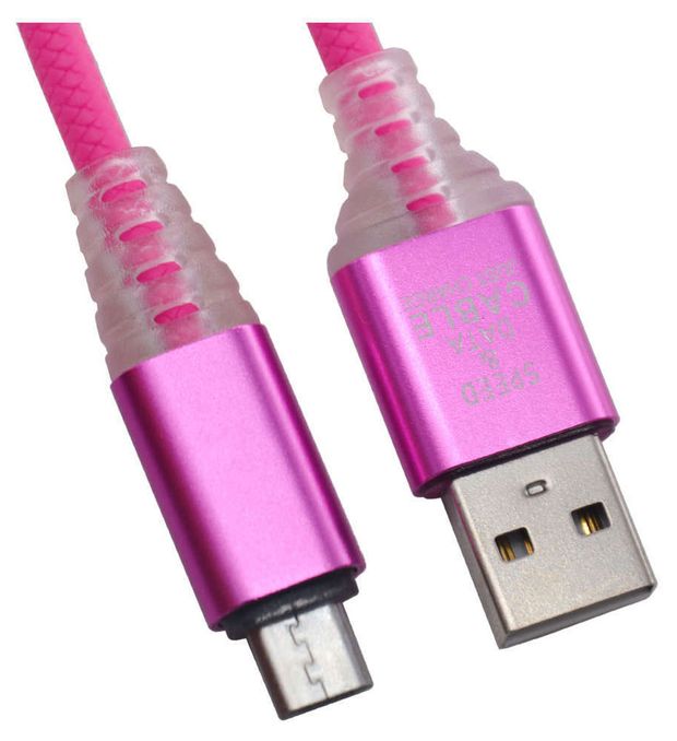 Кабель Liberty Project Micro USB Змея LED TPE Pink