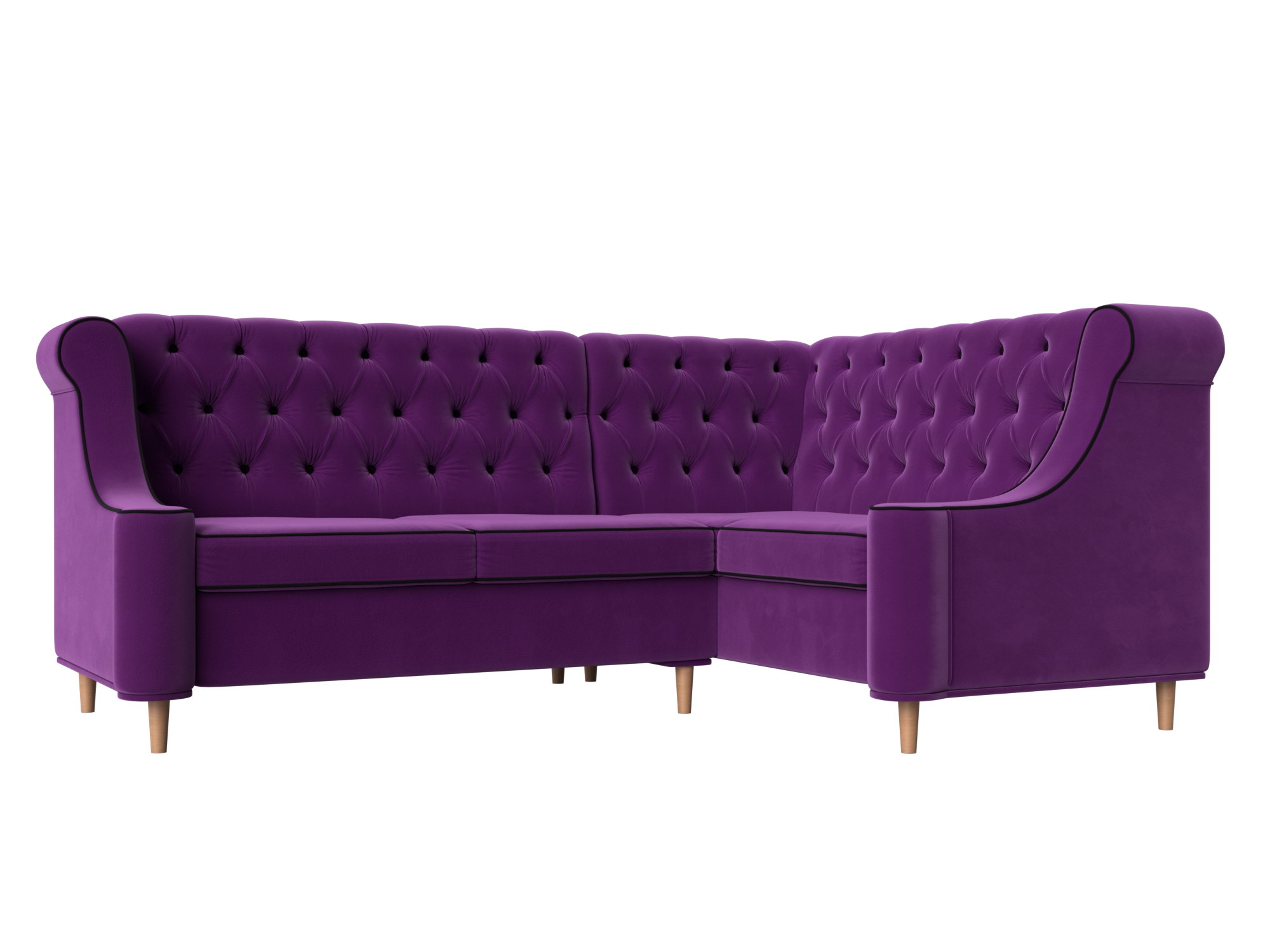 Угловой диван Бронкс правый микровельвет фиолетовый
