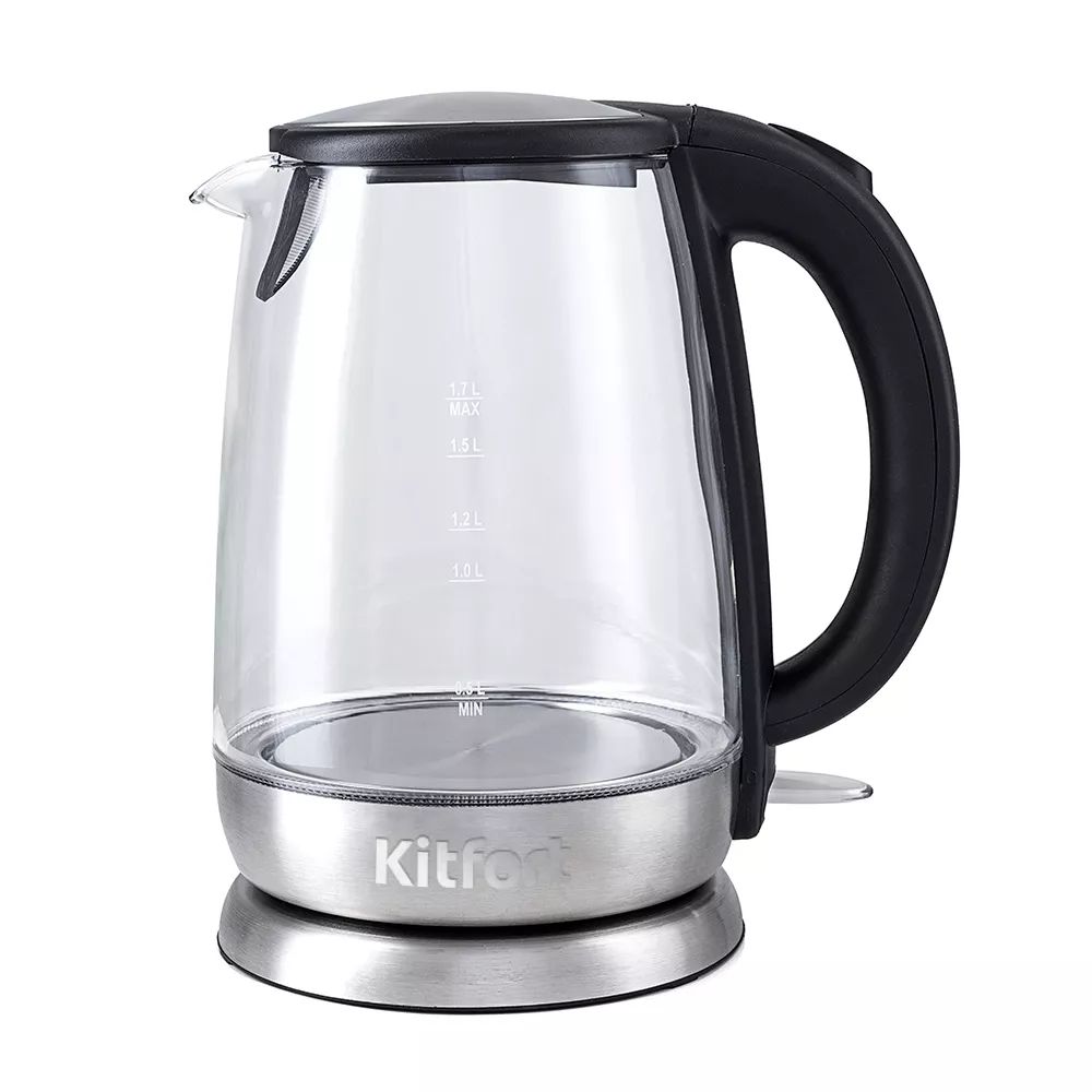 Чайник электрический KITFORT KT-619 1.7 л серебристый, прозрачный