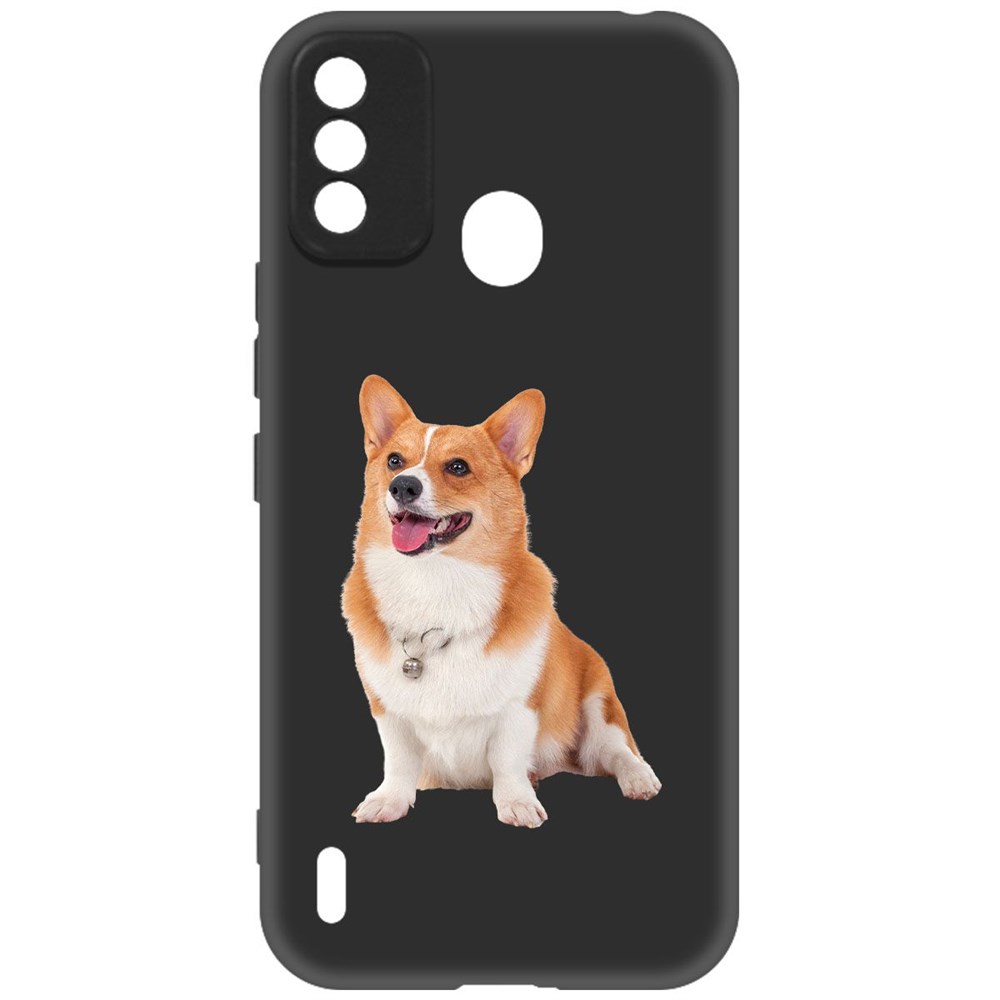 Чехол-накладка Krutoff Soft Case Корги для ITEL A48 черный