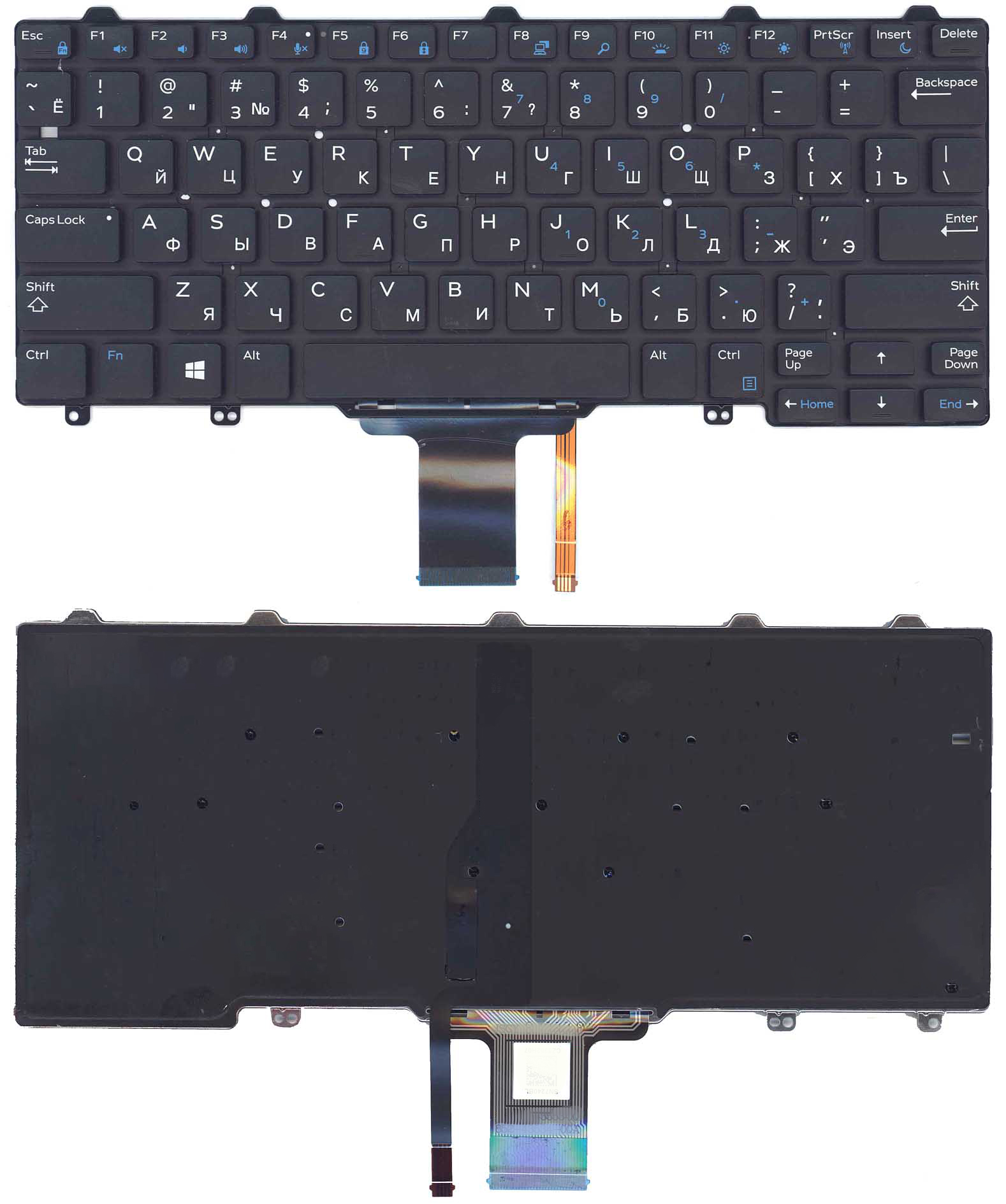 Клавиатура OEM для ноутбука Dell E5250/E7250 черная с подсветкой
