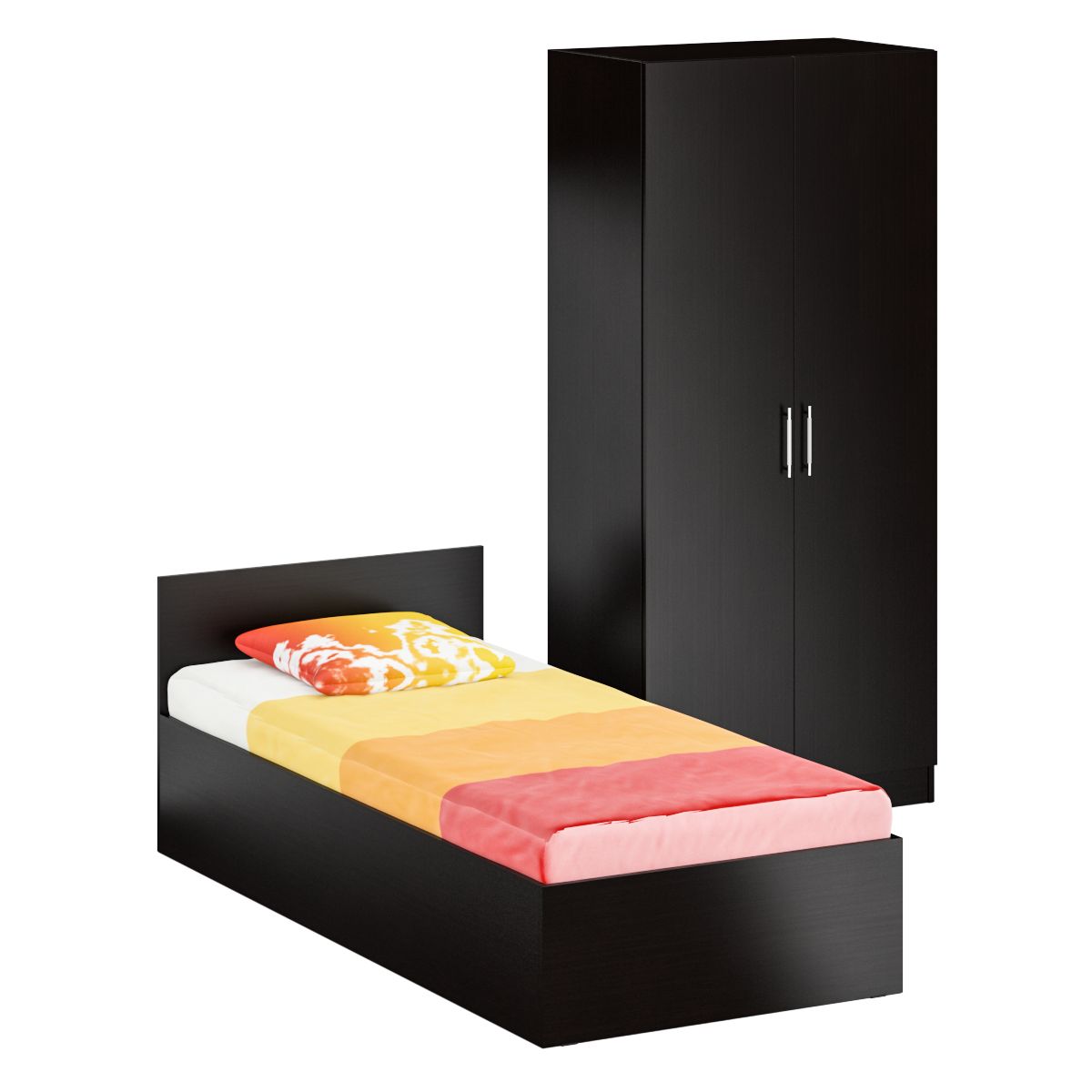 Кровать односпальная со шкафом для одежды 2-х створчатым СВК Стандарт 900+Ш2 венге