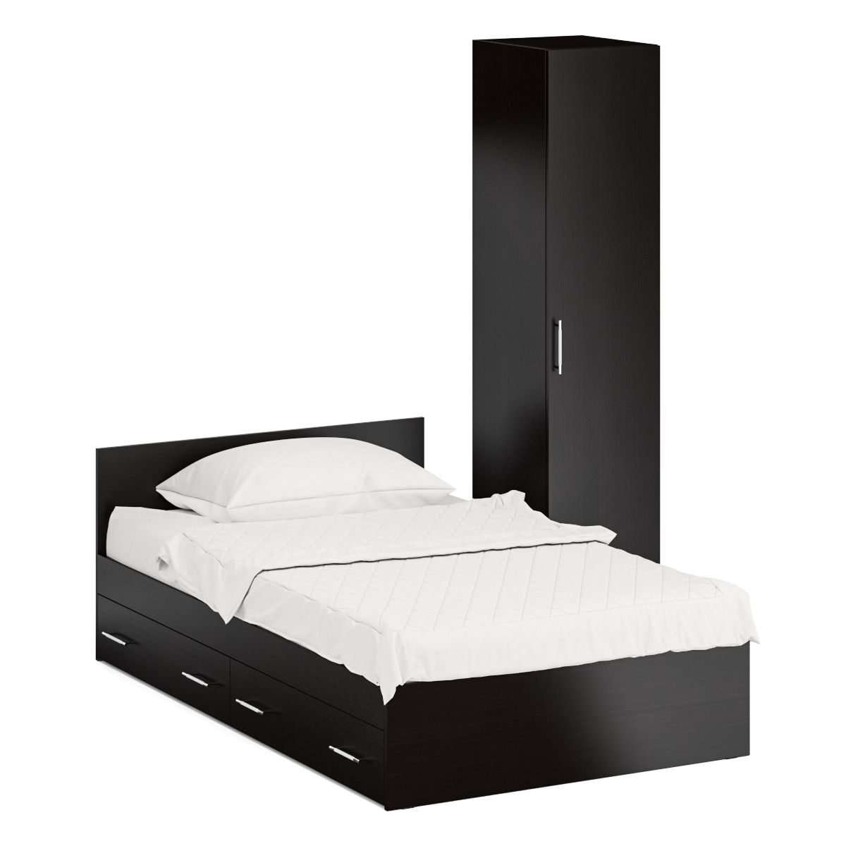 Односпальная кровать с ящиками с пеналом СВК Стандарт 1200Я+ПН венге