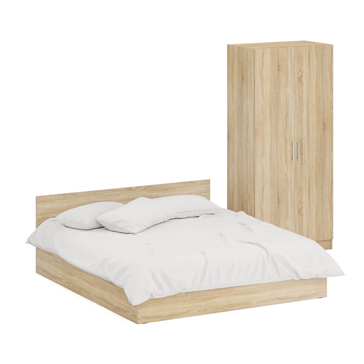 Кровать двуспальная со шкафом 2-х створчатым СВК Стандарт 1800+Ш2 дуб сонома