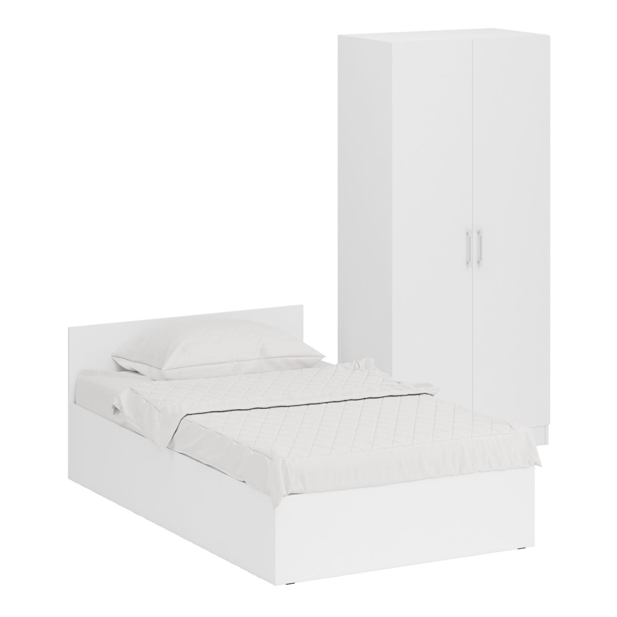 Кровать односпальная со шкафом для одежды Стандарт СВК Стандарт 1200+Ш2 белый