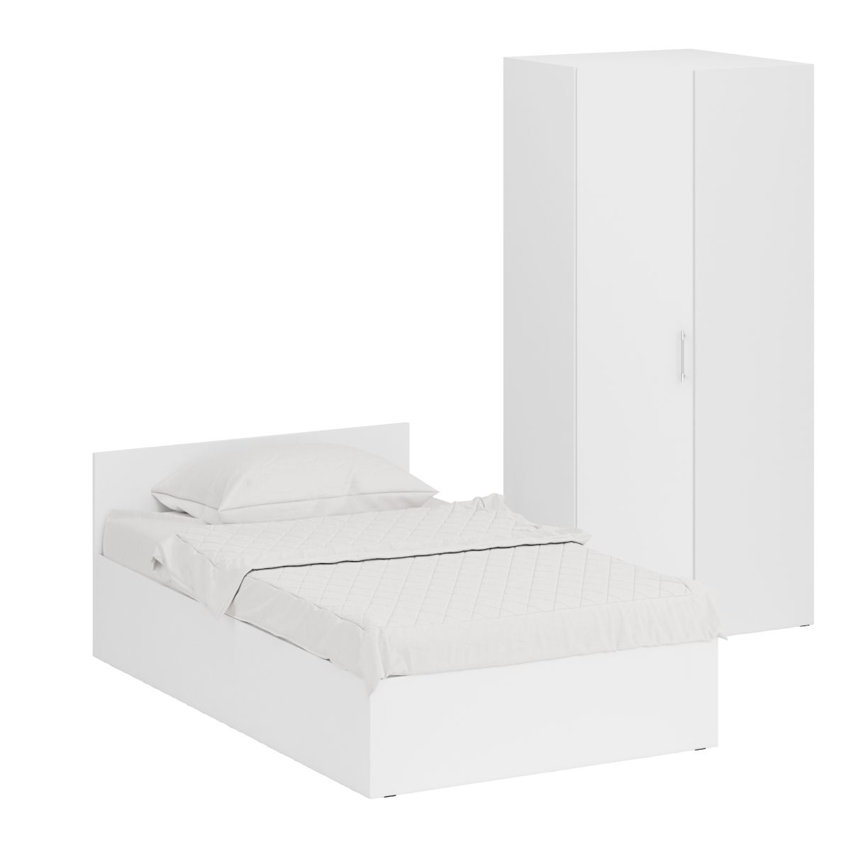 Кровать односпальная с угловым шкафом СВК Стандарт 1200+ШУ белый