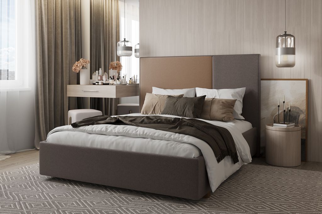 Кровать двуспальная MyCloud Джордан, серый, 90x200см