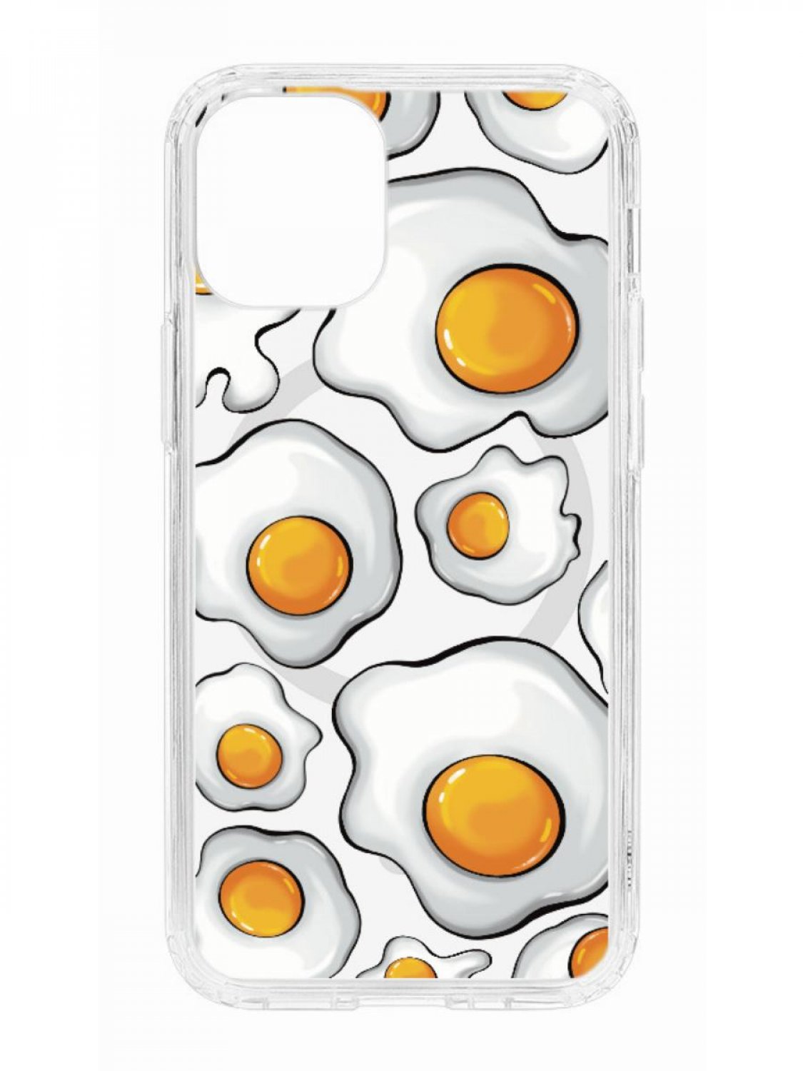 Противоударный чехол для iPhone 12 mini Kruche Print MagSafe Глазунья прозрачный