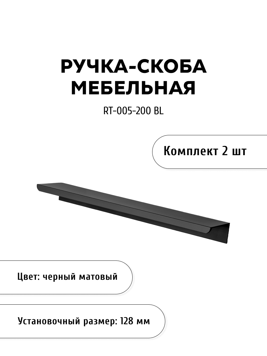 Комплект из 2 шт ручка торцевая KERRON RT-005-200 BL черный